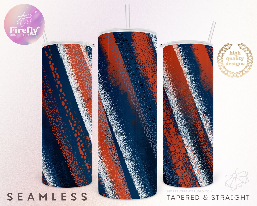 Burnt Orange Navy Blue Stripes Tumbler, 20oz Skinny, Sublimation ...