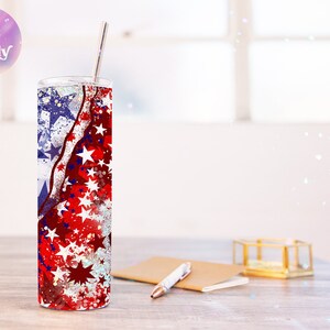 Fourth of July Tumbler, 20 Oz Skinny, Stars Sublimation Design, Red ...