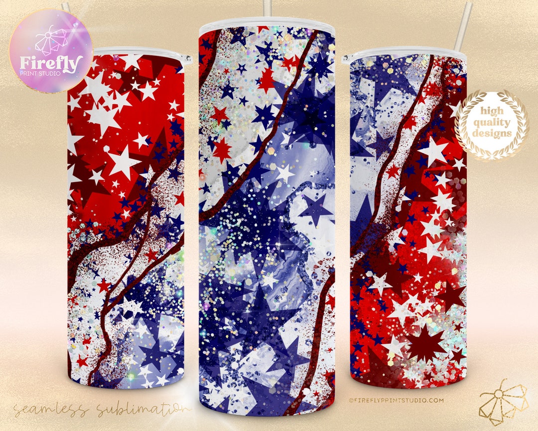 Fourth of July Tumbler, 20 Oz Skinny, Stars Sublimation Design, Red ...