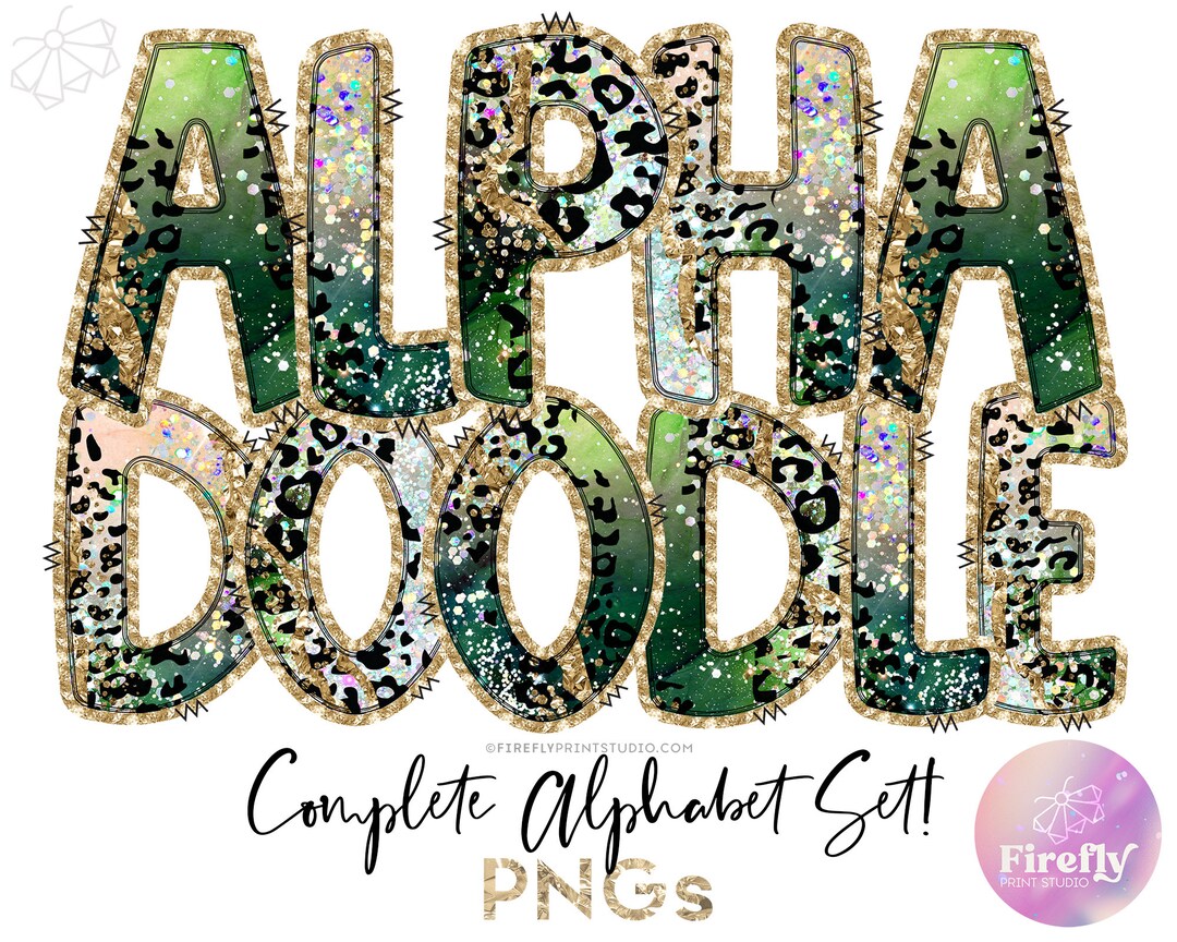 Alpha Doodles PNG, Green Peach Leopard, Cheetah Sublimation, Cottage ...