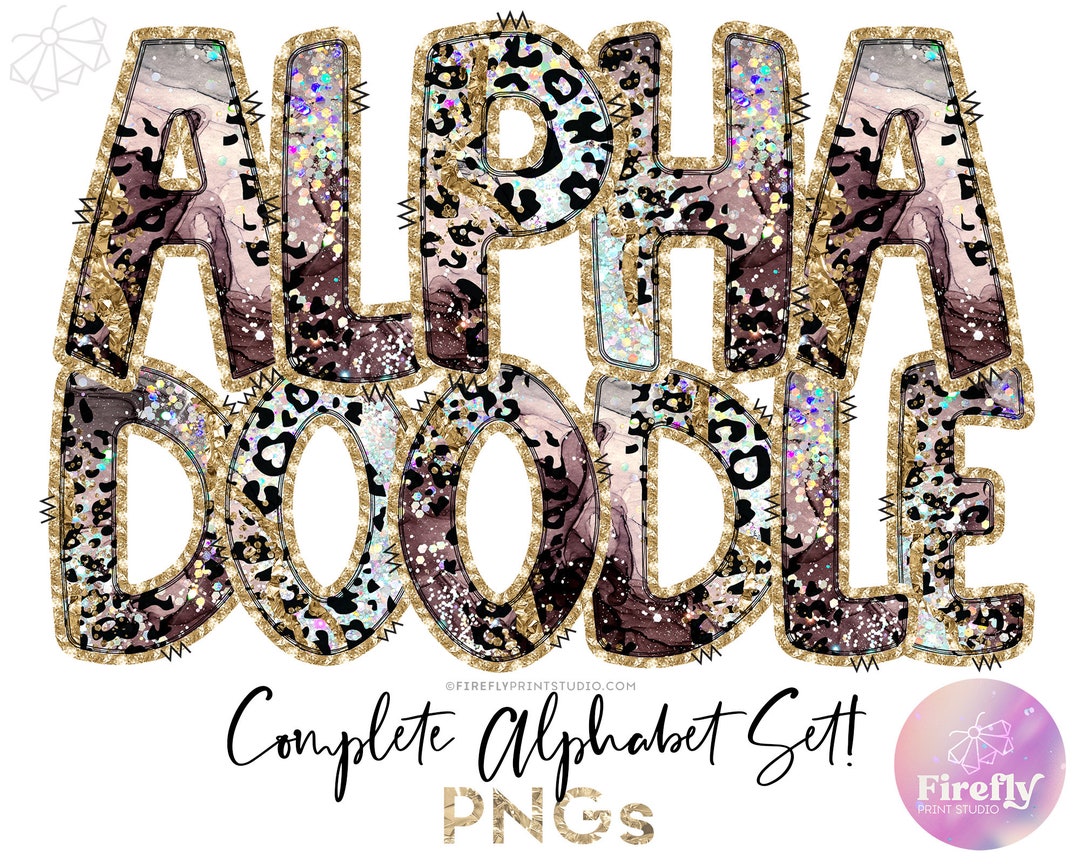 Alpha Doodles PNG, Brown Black Leopard, Letters for Sublimation ...
