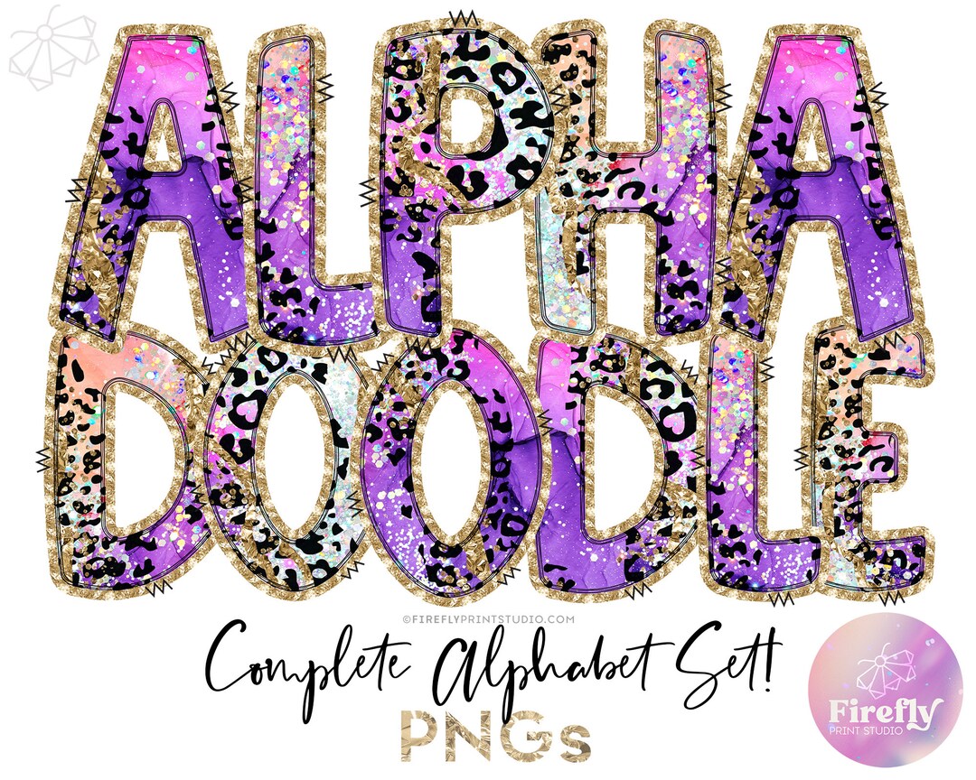 Alpha Doodles PNG, Pink Purple Peach Leopard, Cheetah Sublimation ...