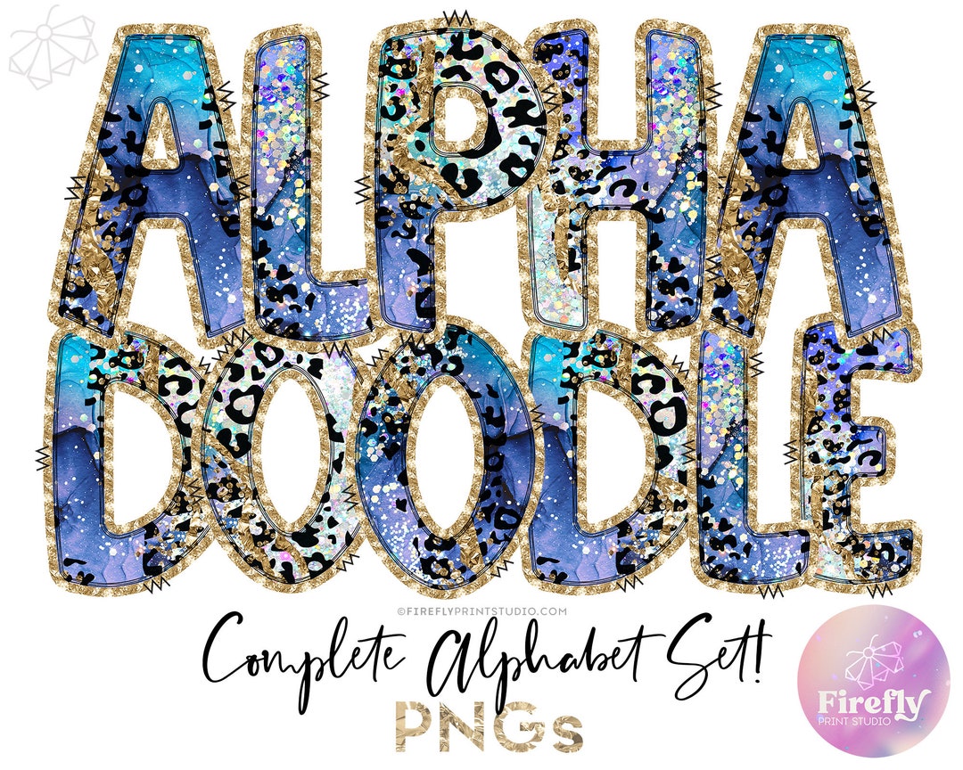 Alpha Doodles PNG, Sky Blue Leopard, Periwinkle Cheetah Sublimation ...