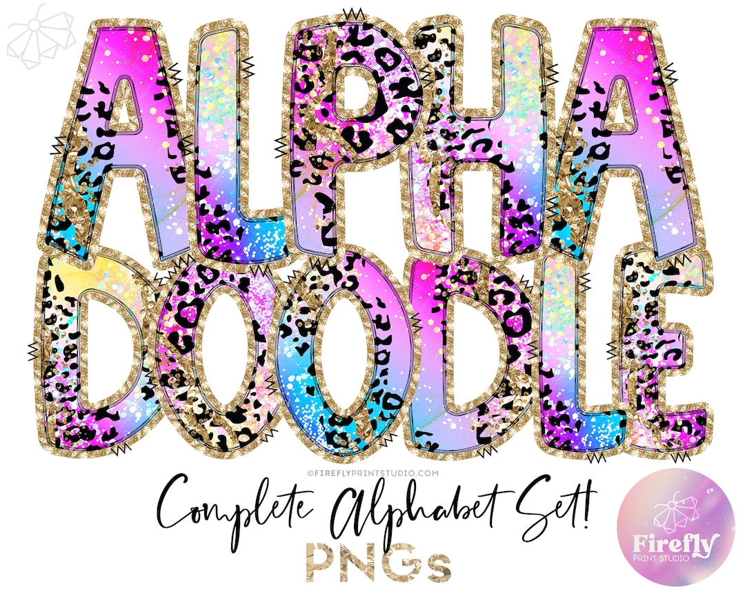 Alpha Doodles PNG, Mermaid Rainbow Leopard, Cheetah Sublimation Spring ...