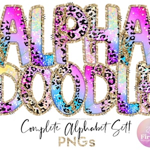 Alpha Doodles PNG, Mermaid Rainbow Leopard, Cheetah Sublimation Spring ...