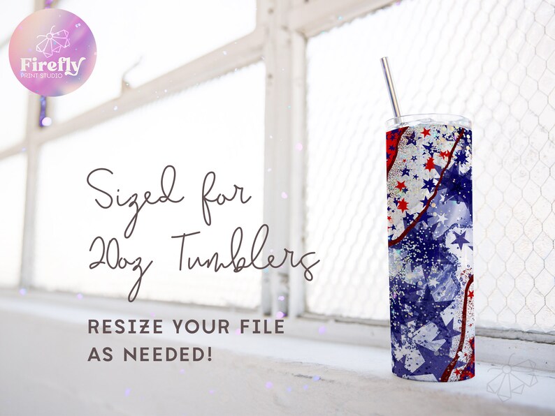 Fourth of July Tumbler, 20 Oz Skinny, Stars Sublimation Design, Red ...