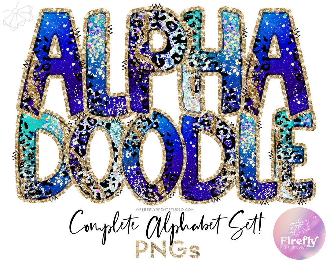 Alpha Doodles PNG, Indigo Teal Leopard, Blue Ocean Cheetah Sublimation ...