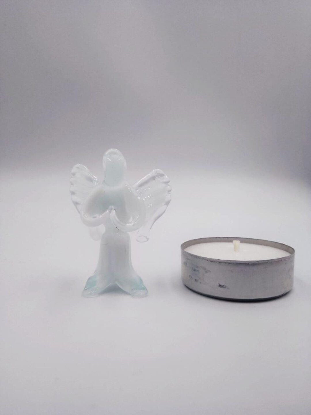 White Glass Angel Praying Miniature – Handmade Angel Figurine ...