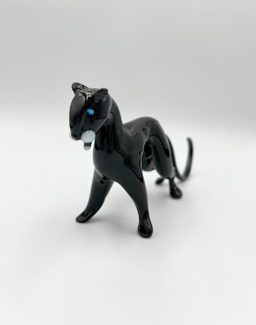 Glass Black Panther Figurine | Glass Panther Sculpture | Animal Lover ...