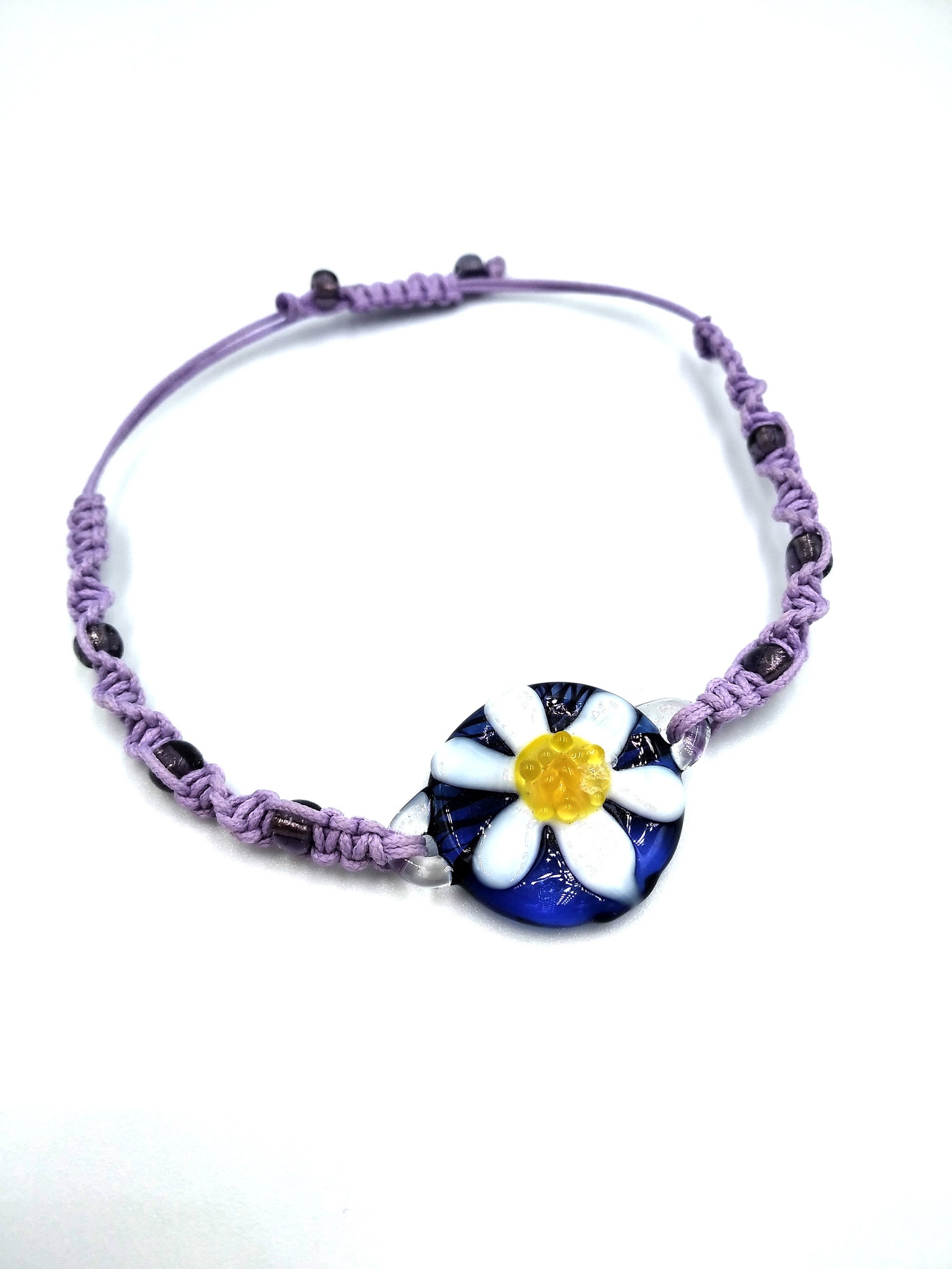 Handmade Glass Daisy Flower Macrame Daisy Flower Bracelet - Etsy