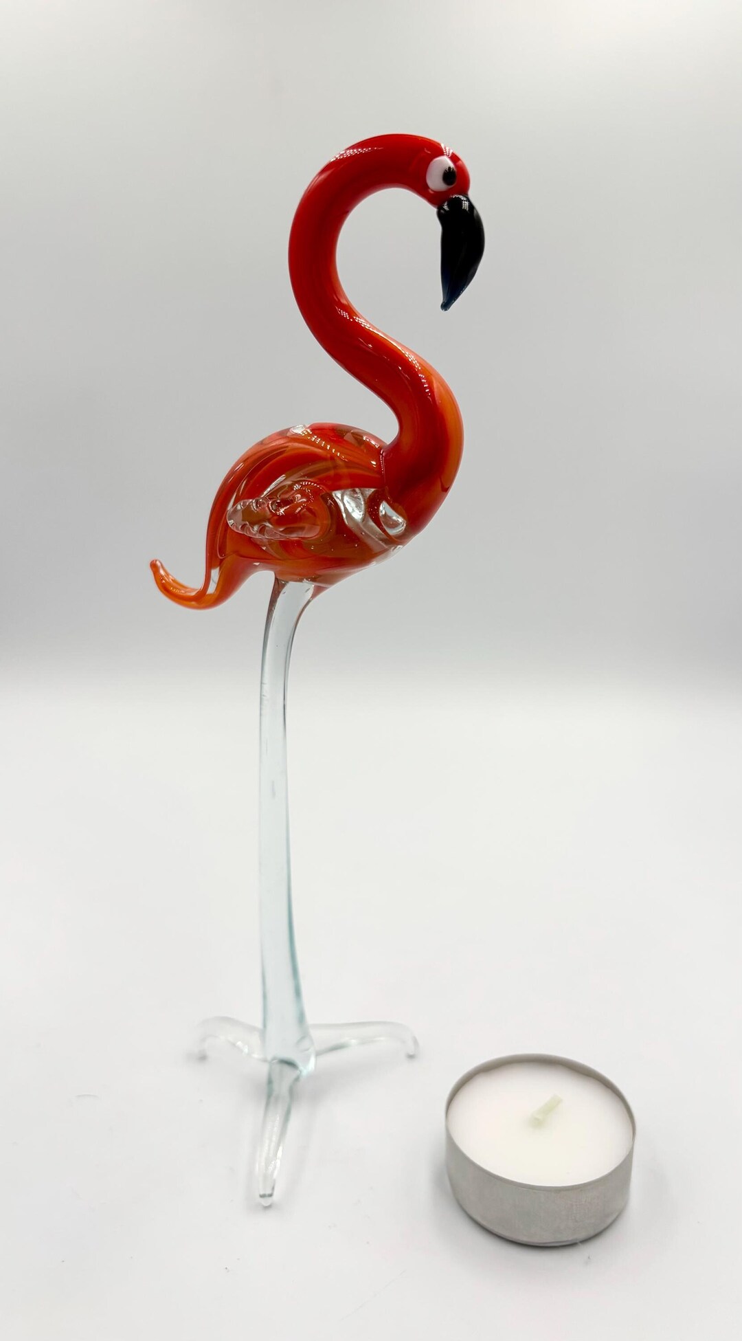 Elegant Glass Flamingo Figurine - Handmade Tropical Decor - Graceful ...