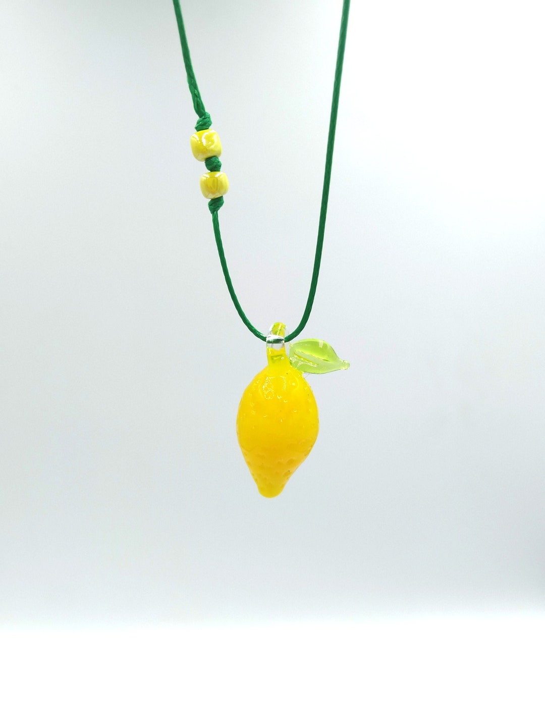 Lemon Necklace, Handmade Glass Yellow Lemon Jewelry Gift for Birthday ...