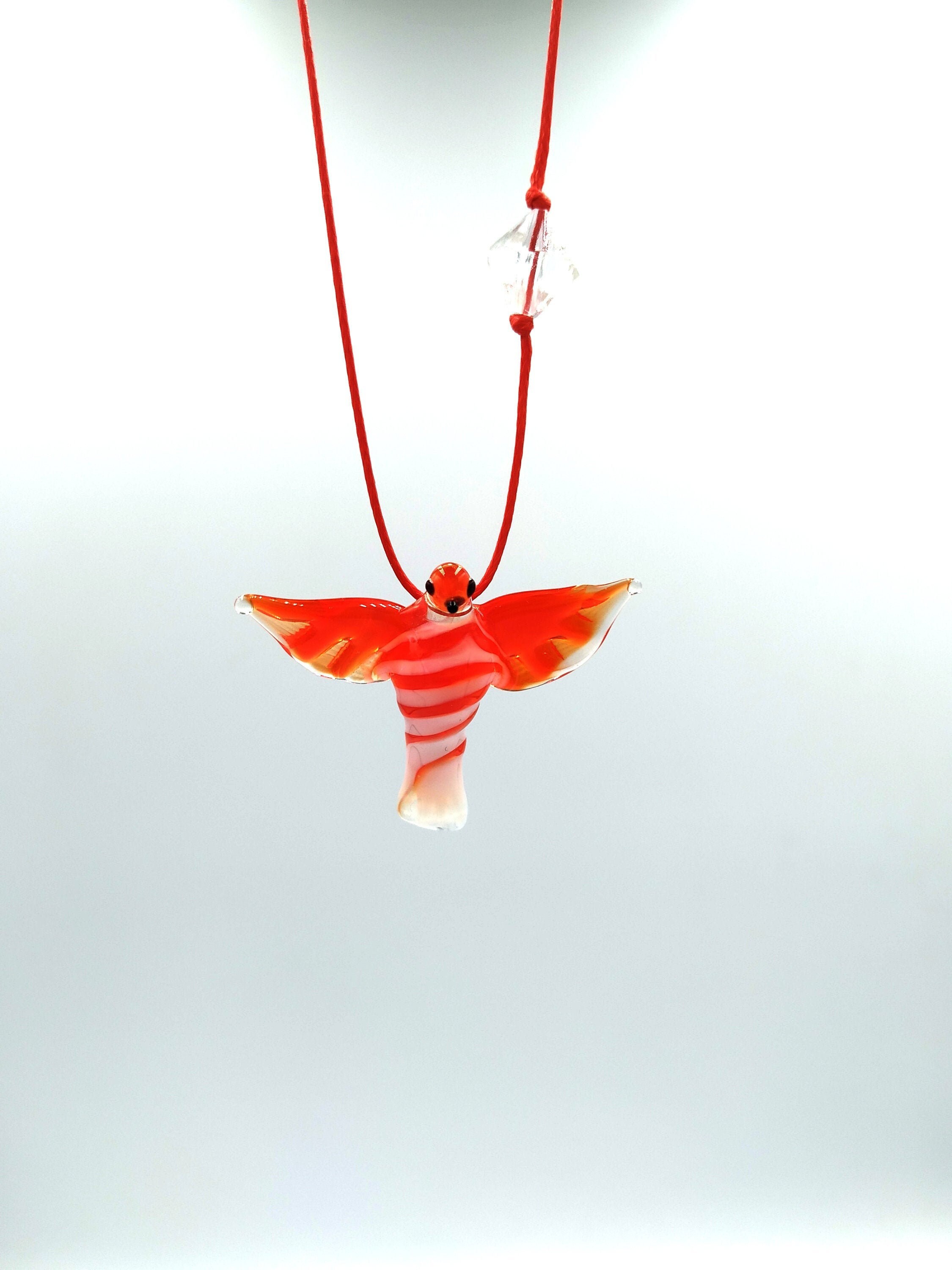 Handmade Glass Bird Necklace, Red Jewelry for Women - Etsy