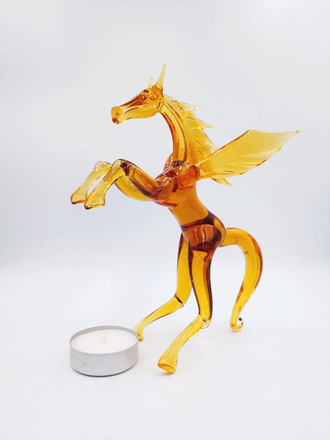 Golden Glass Pegasus Charging – Handmade Mythical Horse Sculpture ...