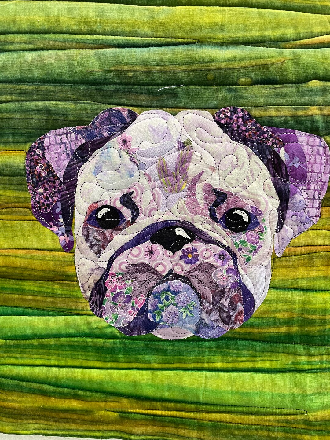 Art Quilt Collaged Pug / Bulldog, Quilted and Bound - Etsy