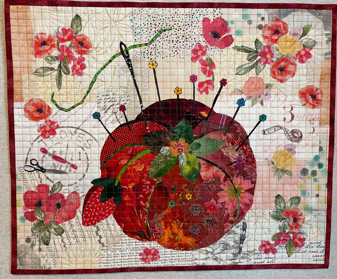 Finished Collaged Wall Hanging: Laura Heine Teeny Tiny Pin Cushion - Etsy