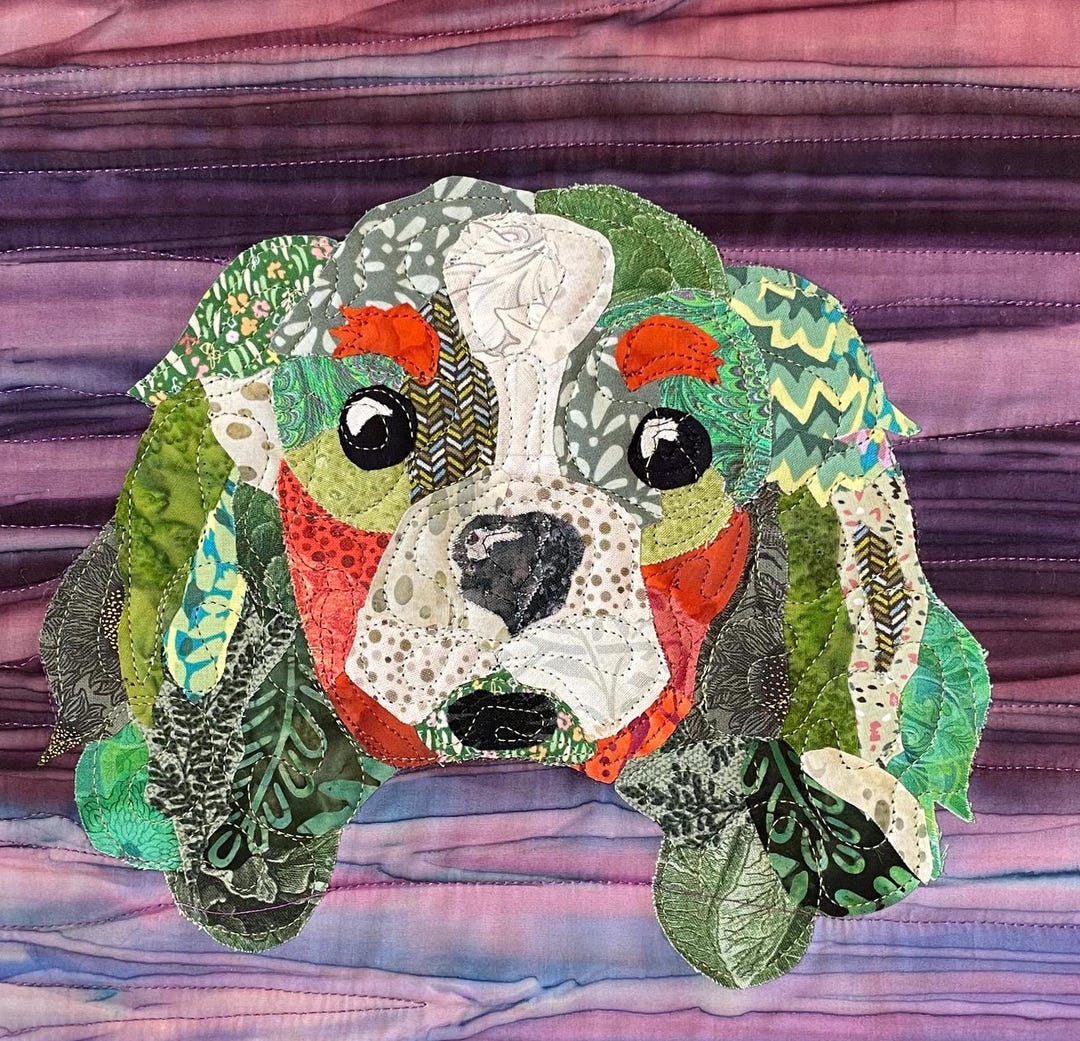 Art Quilt Collaged Cavalier / Spaniel Framed Wall Hanging, - Etsy