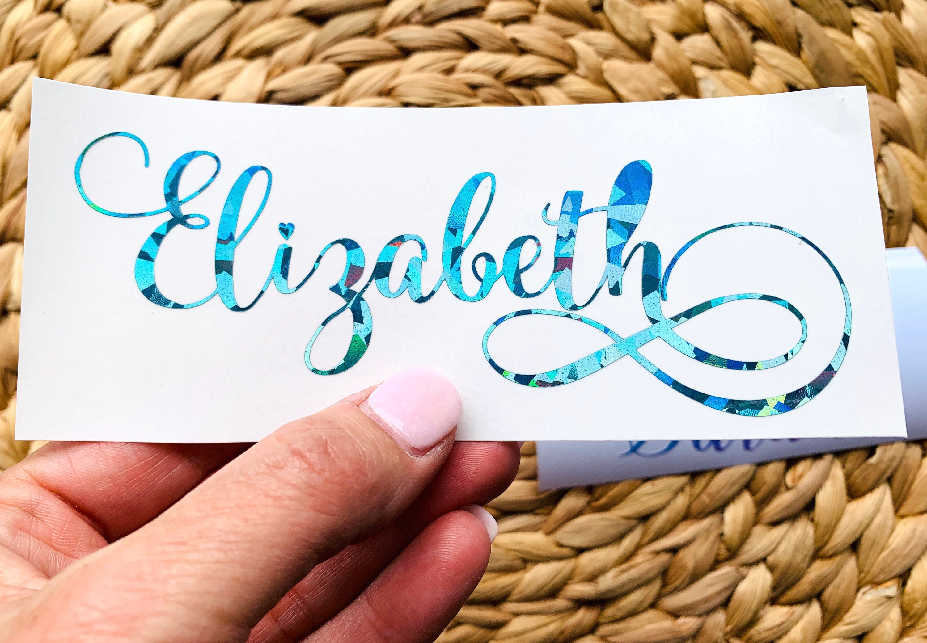 ELIZABETH Font Personalised Name Vinyl Decal Holographic | Etsy