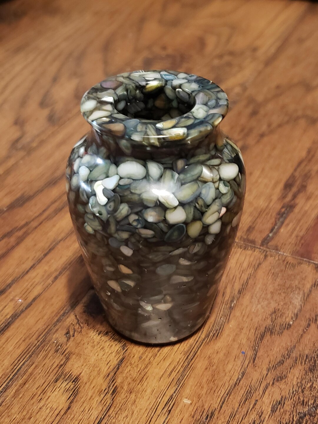 Silver Gray Crushed Sea Shell Vase, Decorative Vase, Bathroom Decor ...