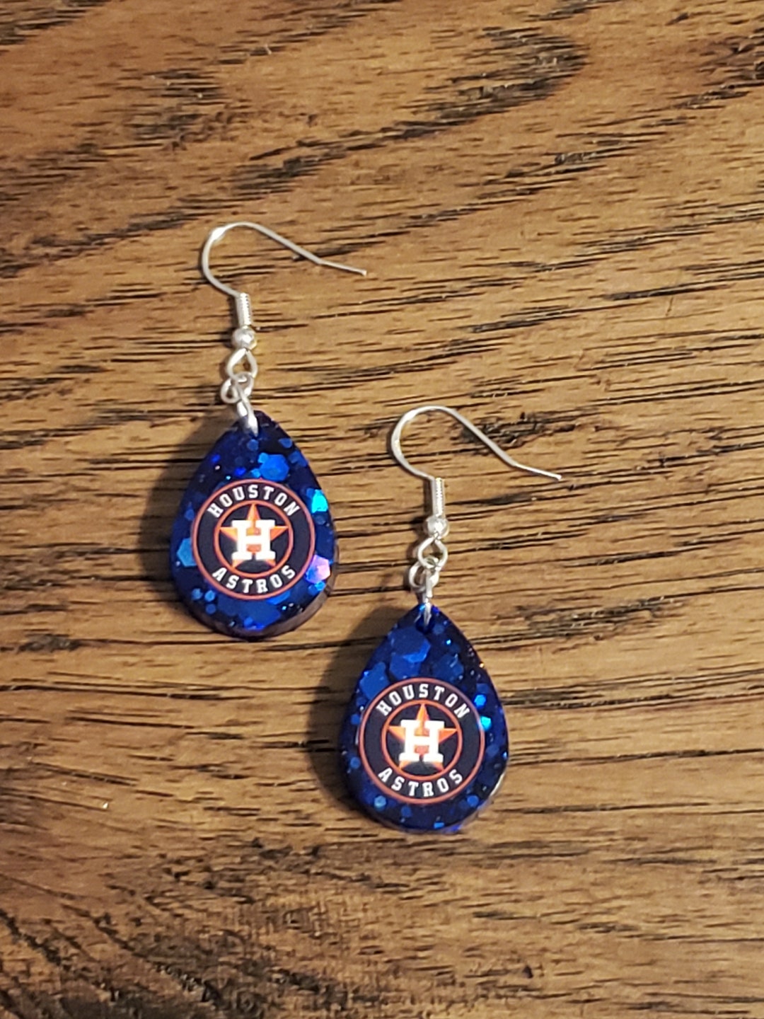 Houston Astros Navy Teardrop Earrings With Star Logo, Baseball Jewelry ...