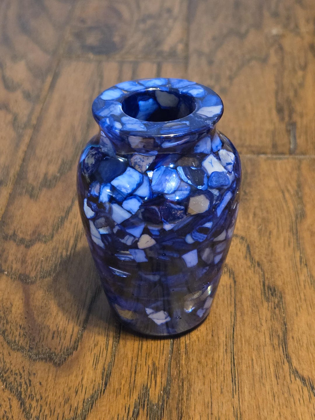 Royal Blue Crushed Sea Shell Vase, Decorative Vase, Bathroom Decor ...
