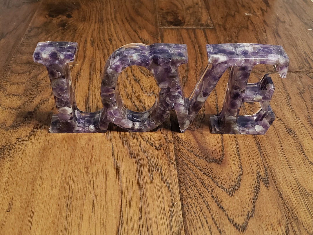Amethyst Love Word Art, Word Sign, Love Sign, Resin Word Art, Resin ...