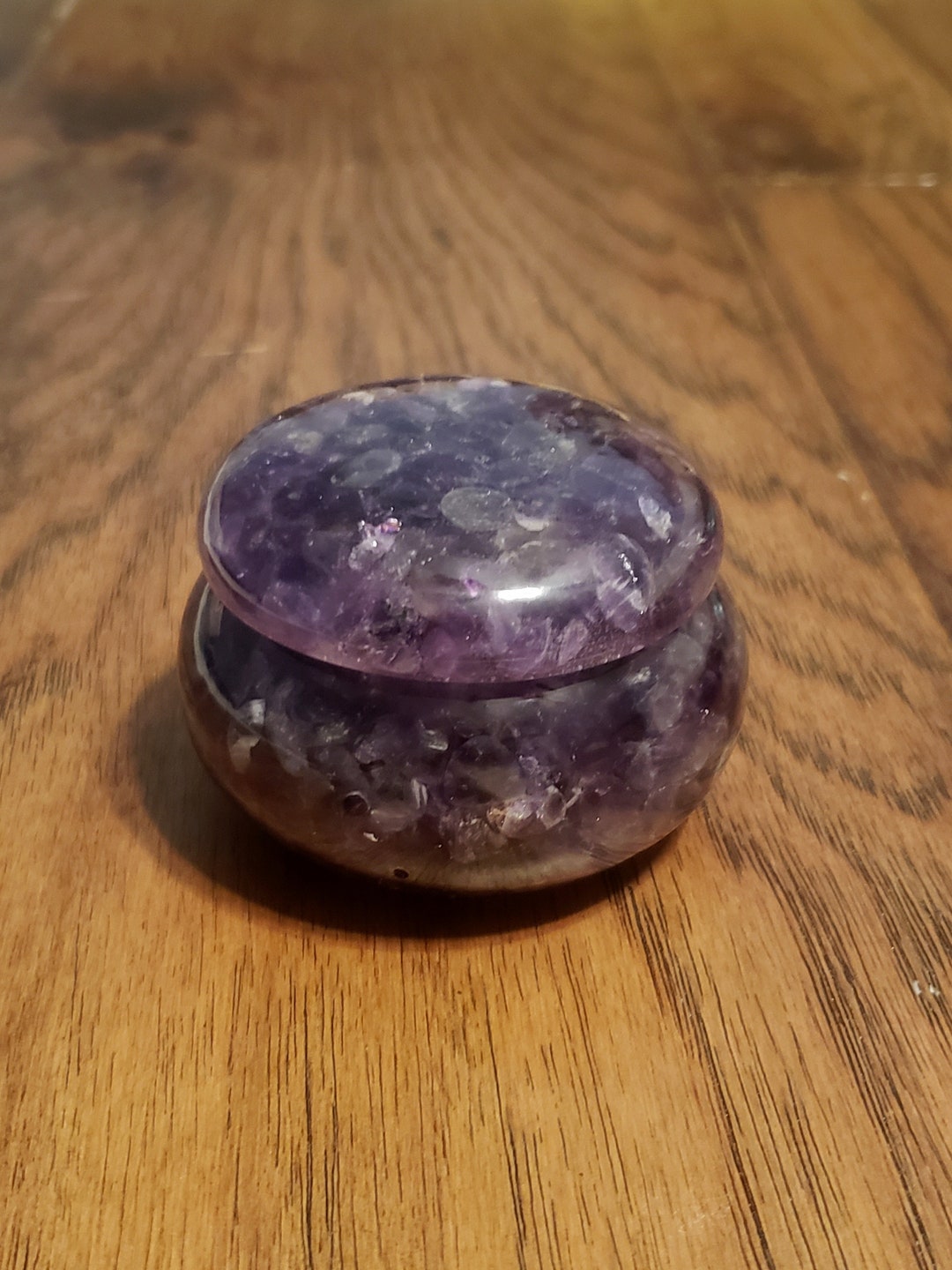 Amethyst Stone and Resin Trinket Box With Lid, Jewelry Box ...