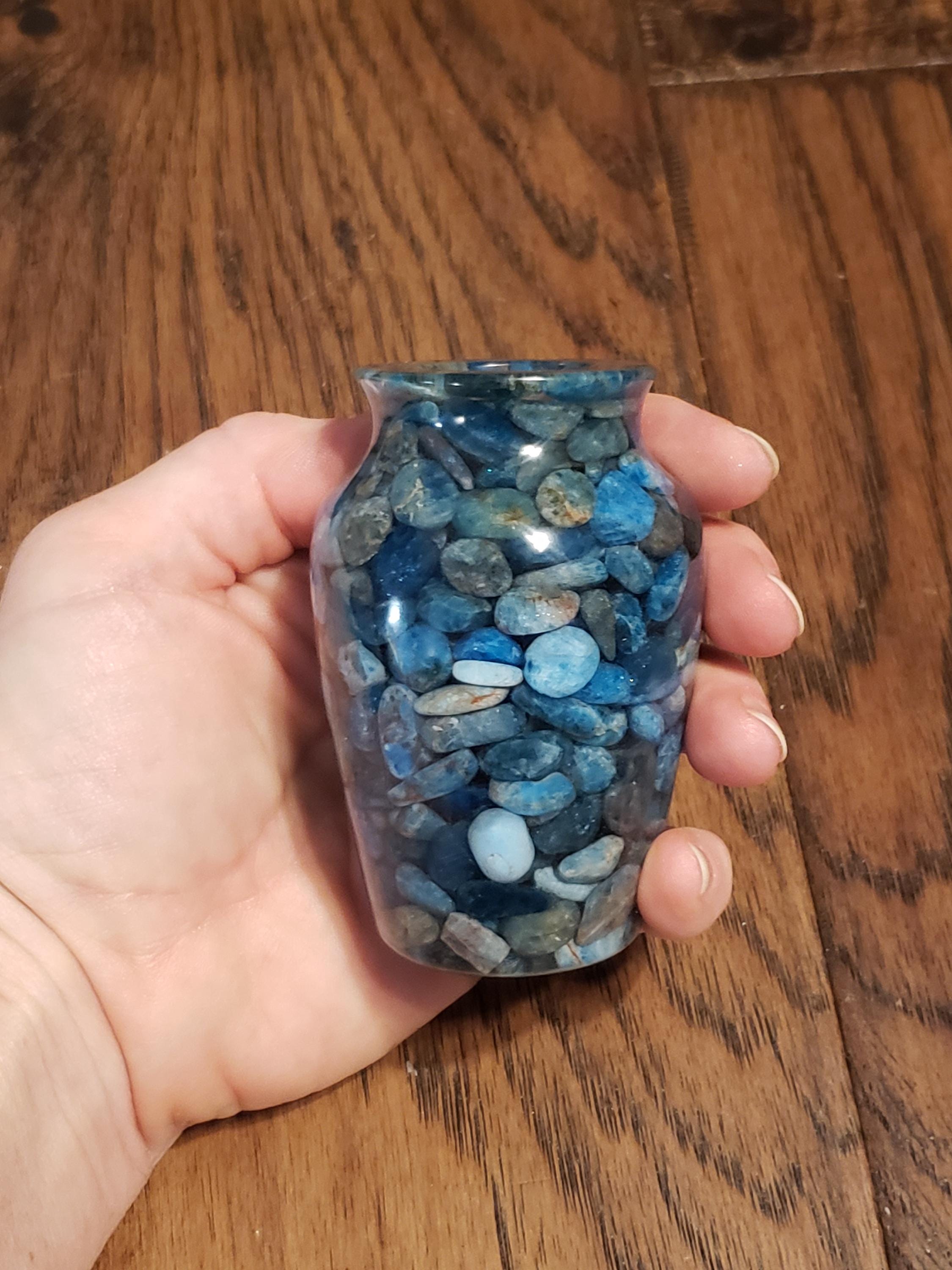 Blue Apatite Tumbled Stone Vase, Decorative Vase, Bathroom Decor, Home ...