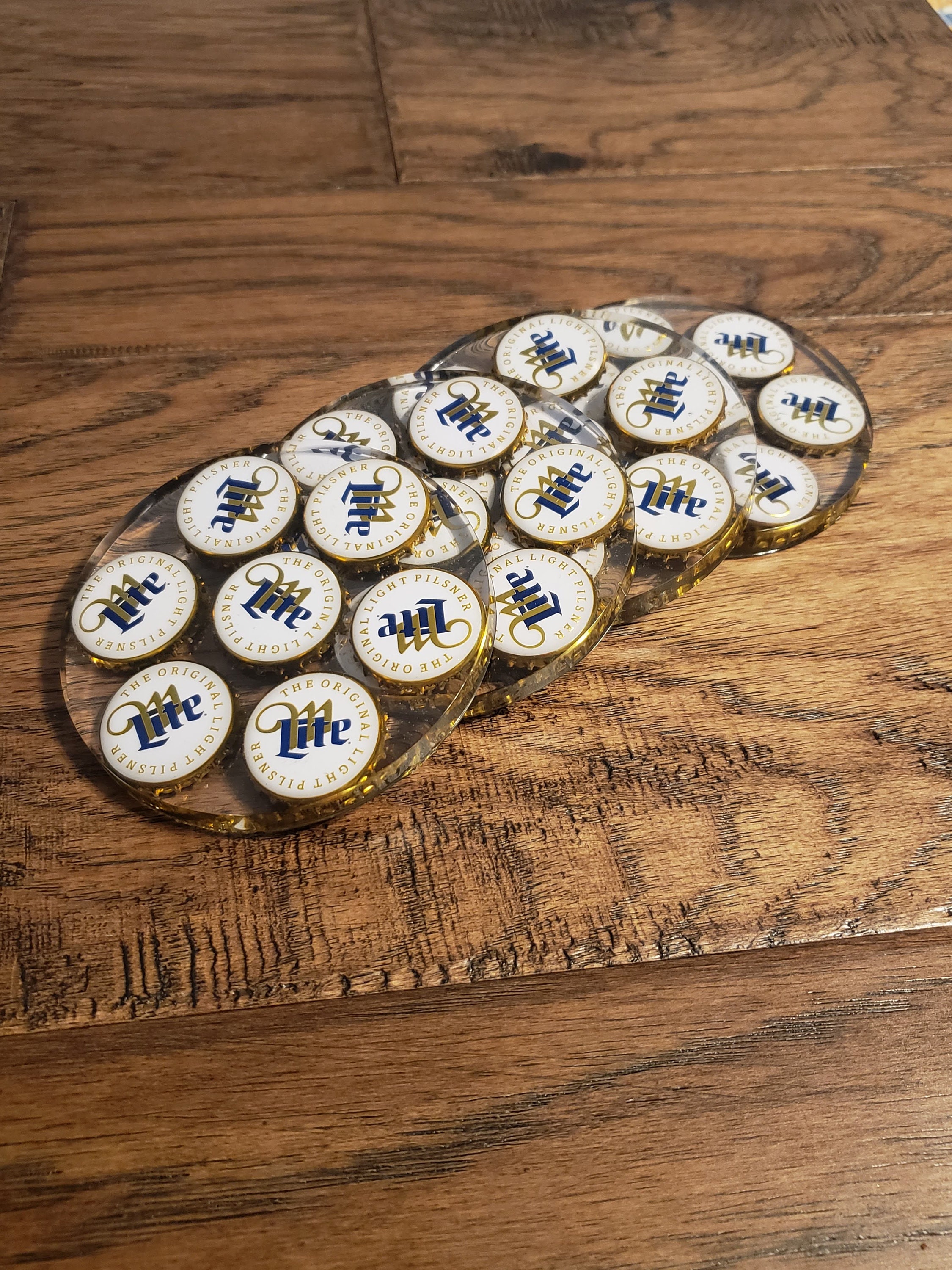 Bottle Cap Coaster Set Miller Lite Beer Coasters | Etsy