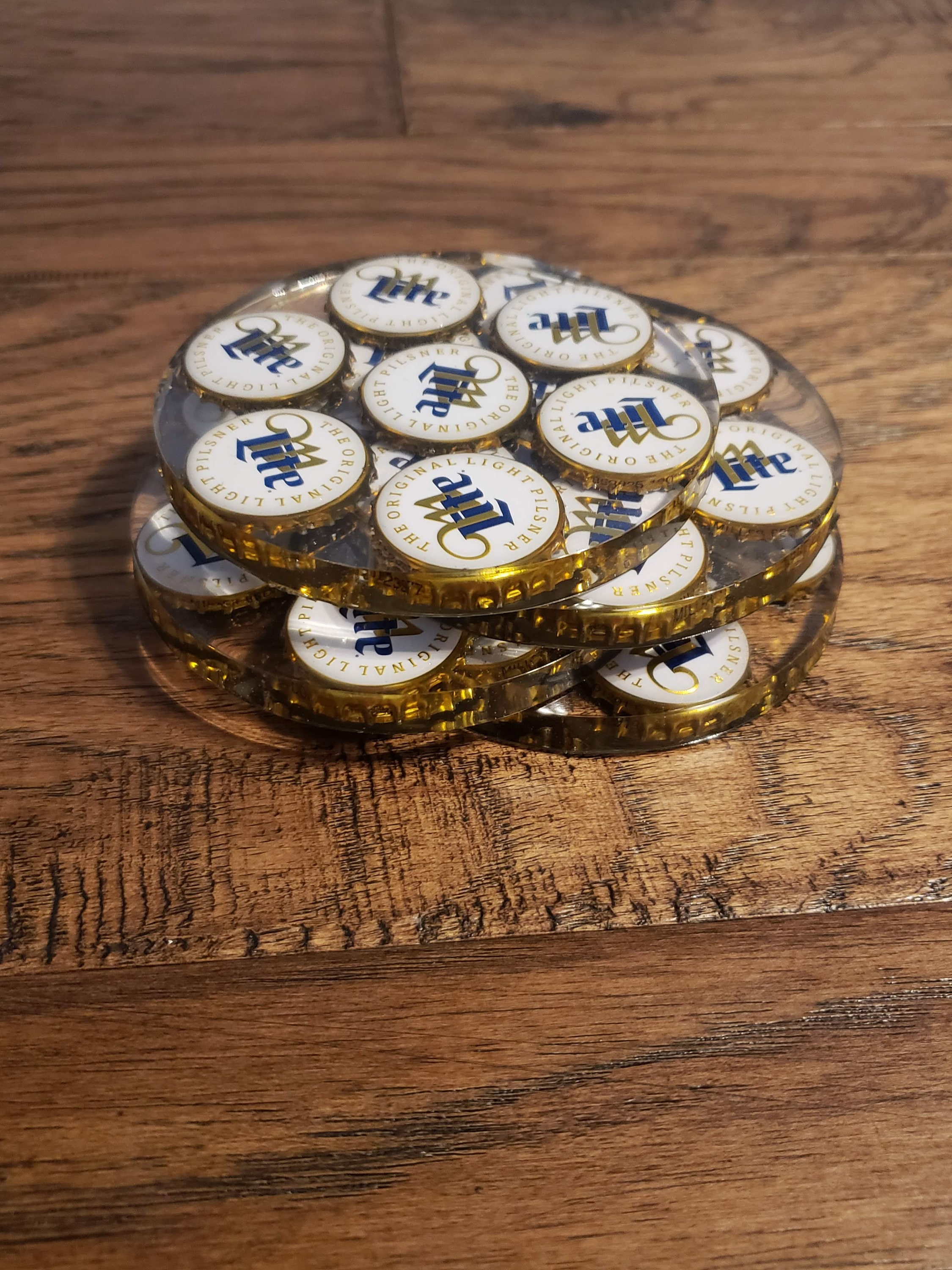 Bottle Cap Coaster Set Miller Lite Beer Coasters | Etsy