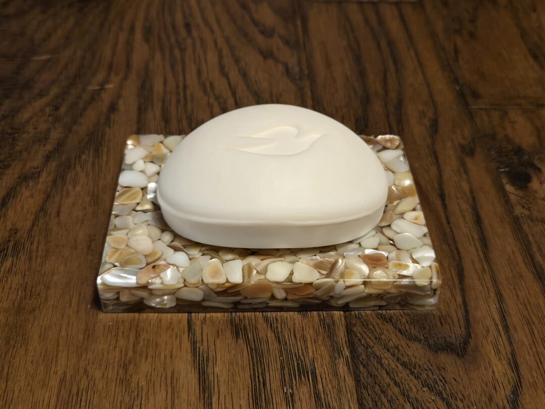 Gold Crushed Sea Shell Soap Dish, Rectangle Soap Tray, Sponge Holder ...