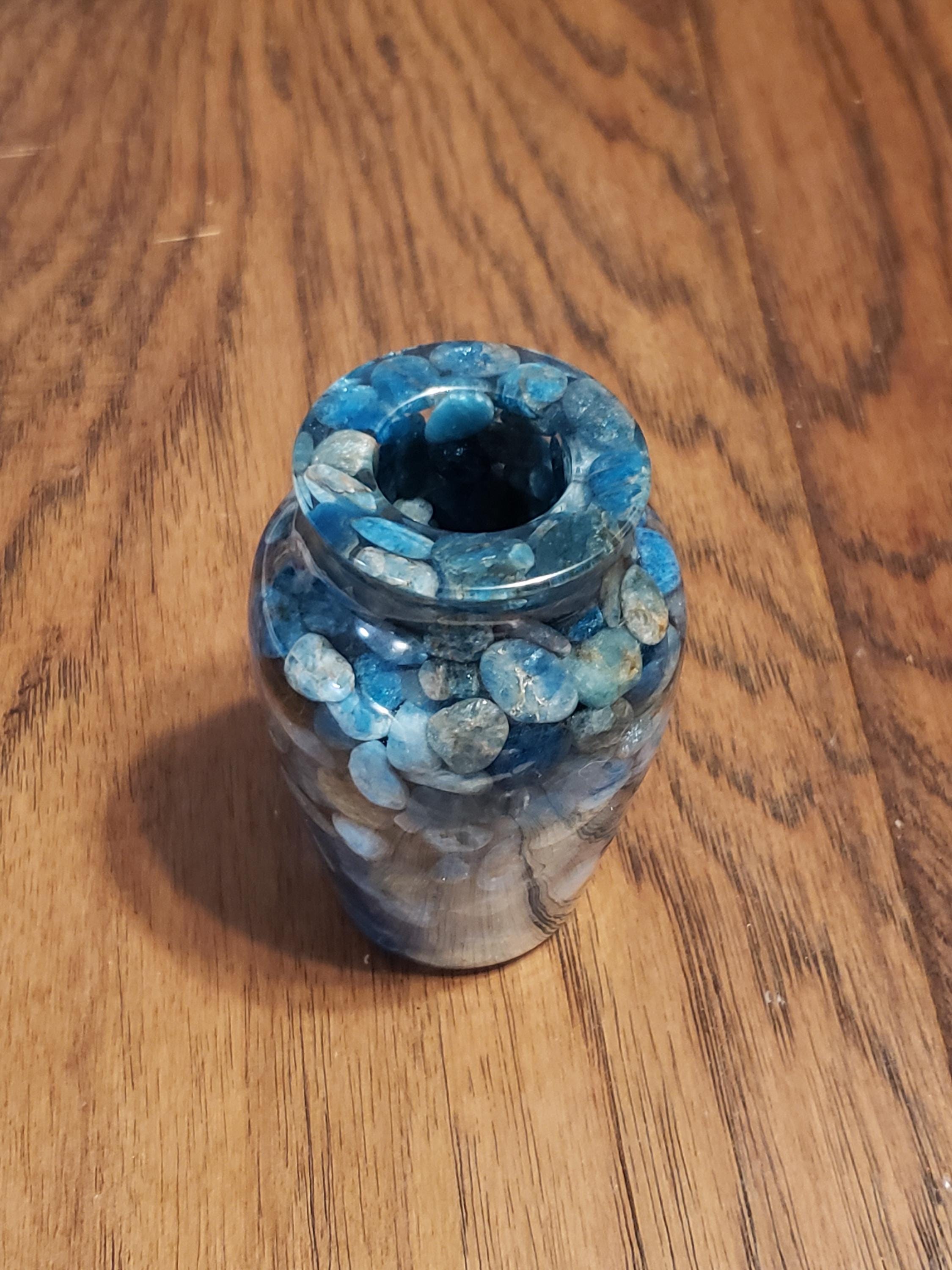 Blue Apatite Tumbled Stone Vase, Decorative Vase, Bathroom Decor, Home ...