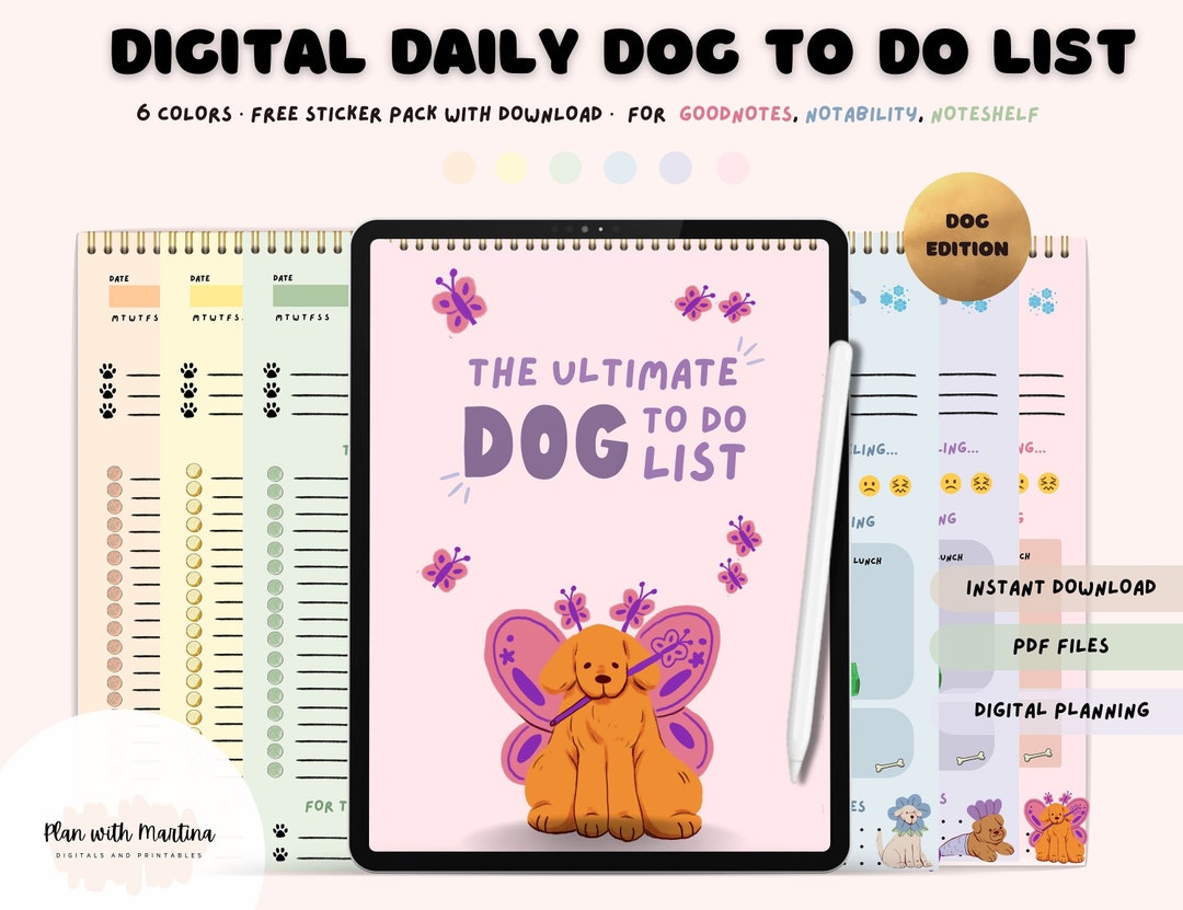 Cute Dog to Do List, Digital to Do List Goodnotes Template, Digital Dog ...