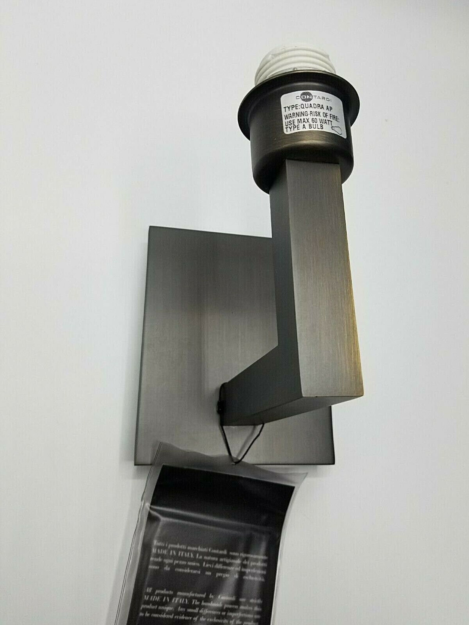 Contardi Quadra AP Wall Lamp Sconce, Satin Bronze Finish / Opera Brown ...