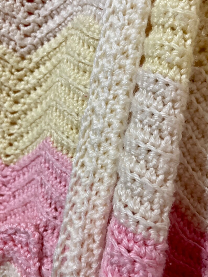Jacket From Upcycle Crochet Blanket - Pink, Yellow, Cream - Pockets ...