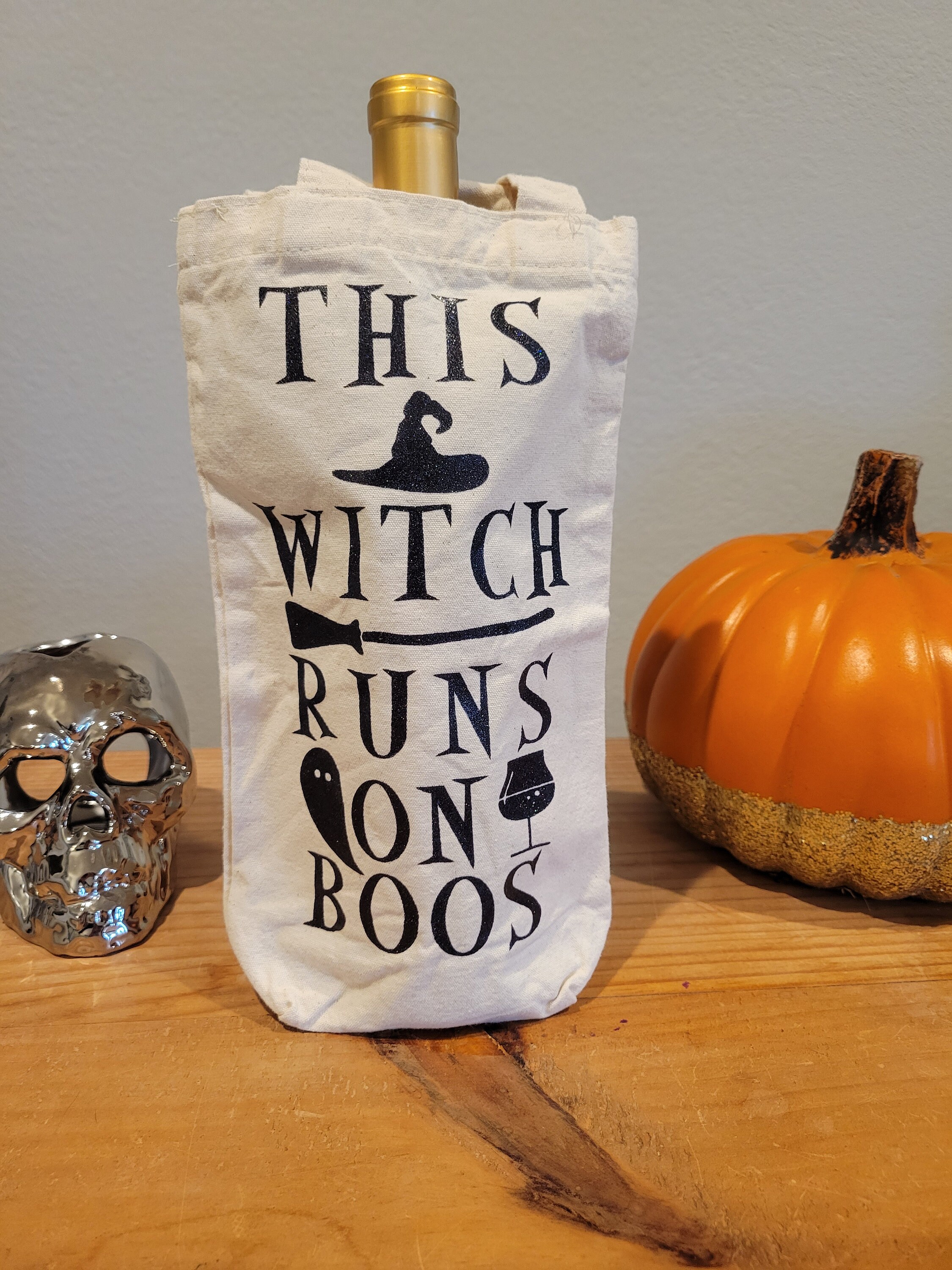 This Witch Runs on Boos Alcohol Gift Bag Witch Bag Reusable Cotton ...