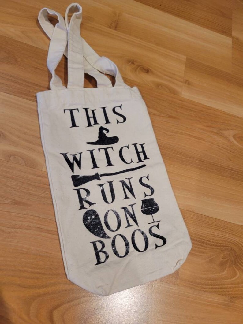 This Witch Runs on Boos Alcohol Gift Bag Witch Bag Reusable Cotton ...
