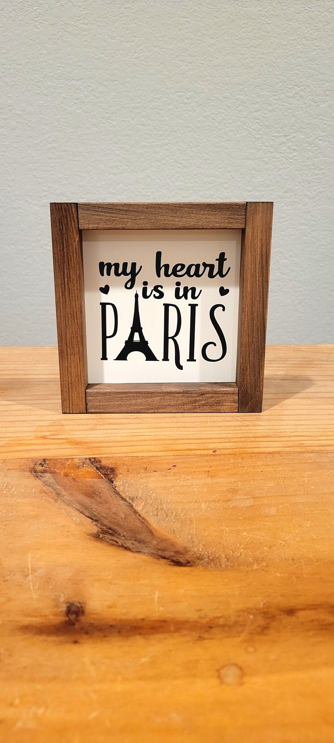 My Heart is in Paris Small Wood Sign - Love Paris Rustic Shelf Decor - Etsy