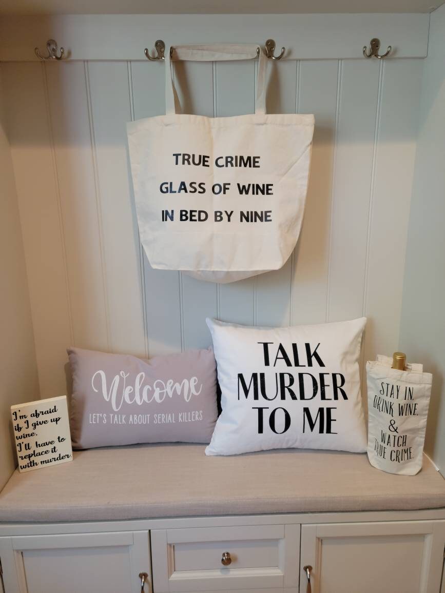 Welcome Let's Talk About Serial Killers Pillow Cover - Light Grey ...