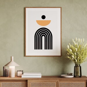 Modern Mid Century Rainbow Print Digital Rainbow Artwork Download Black ...
