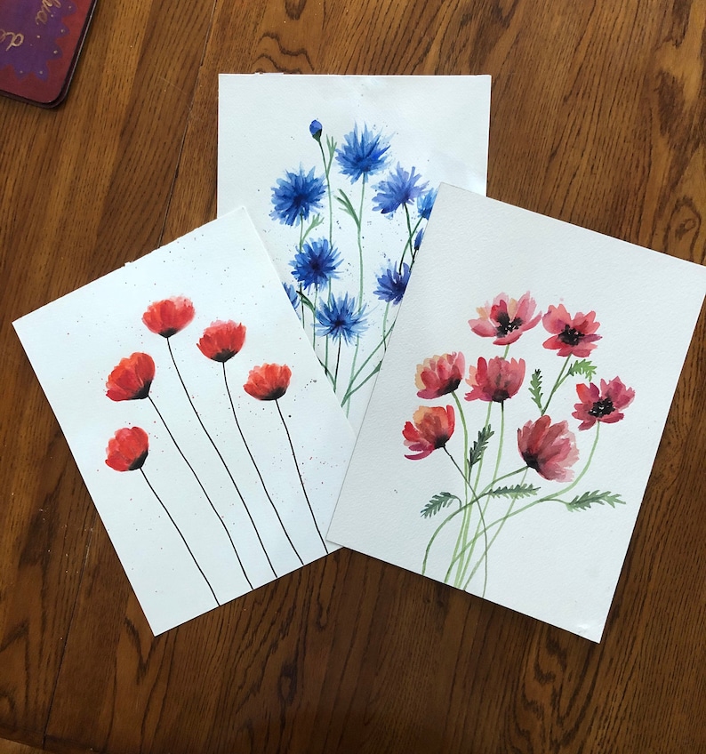 Printable Red Watercolor Flowers Red Poppies Art Print | Etsy
