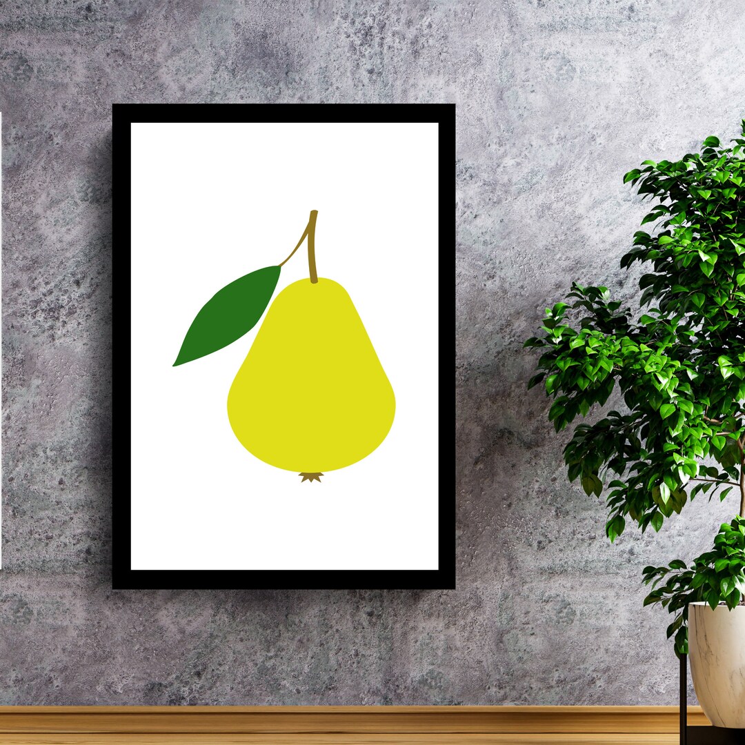 Pear Wall Art, Printable Fruit Poster, Digital Fruit Artwork, Graphic ...