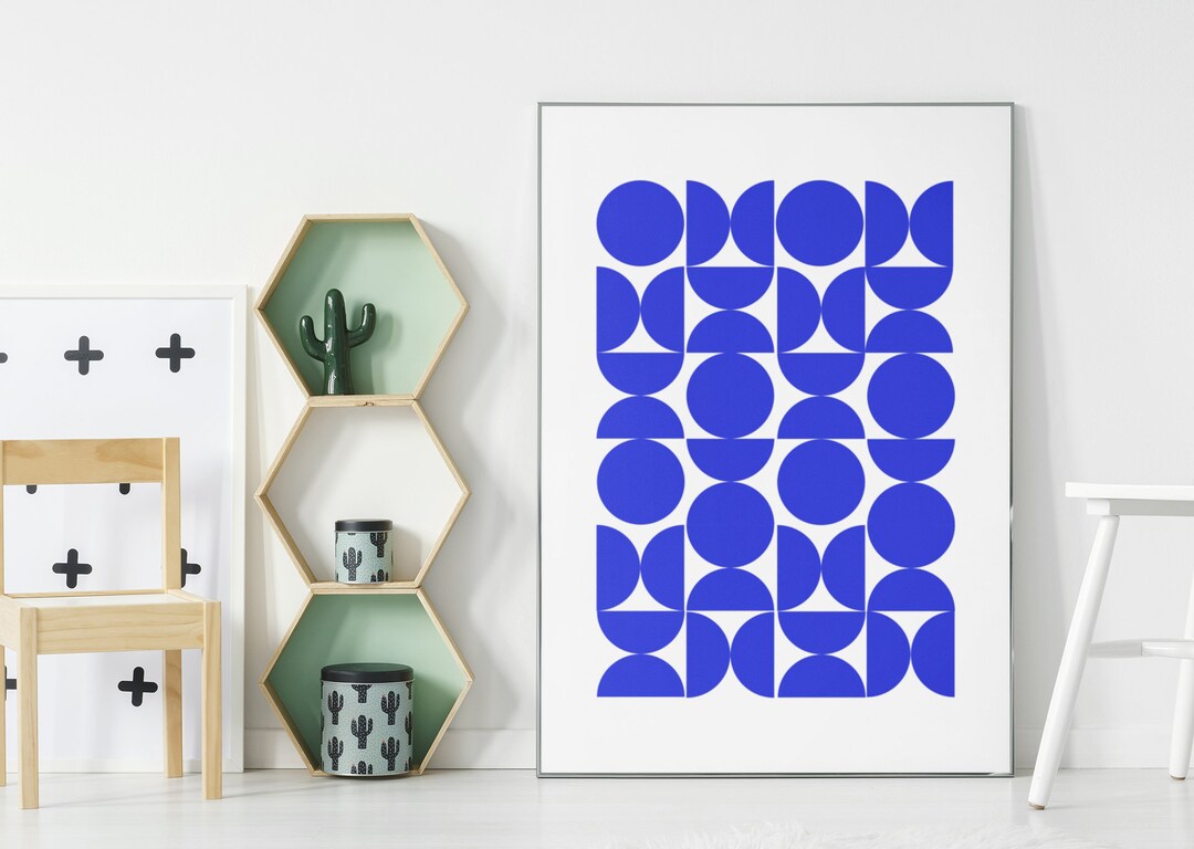 Blue Shapes Art Print Bauhaus Exhibition Poster Bauhaus Digital Art ...