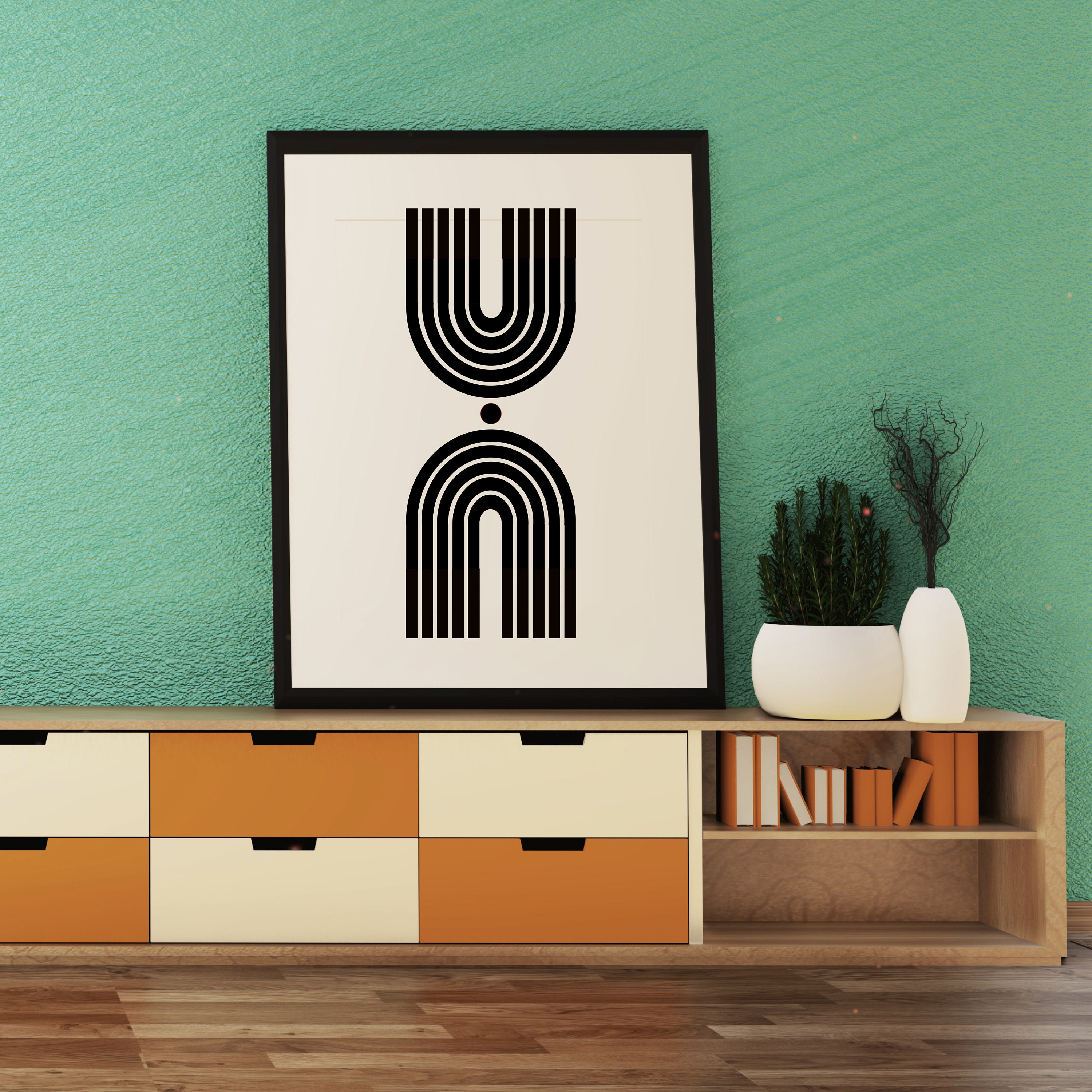 Modern Mid Century Rainbow Print, Digital Rainbow Art Work Download ...
