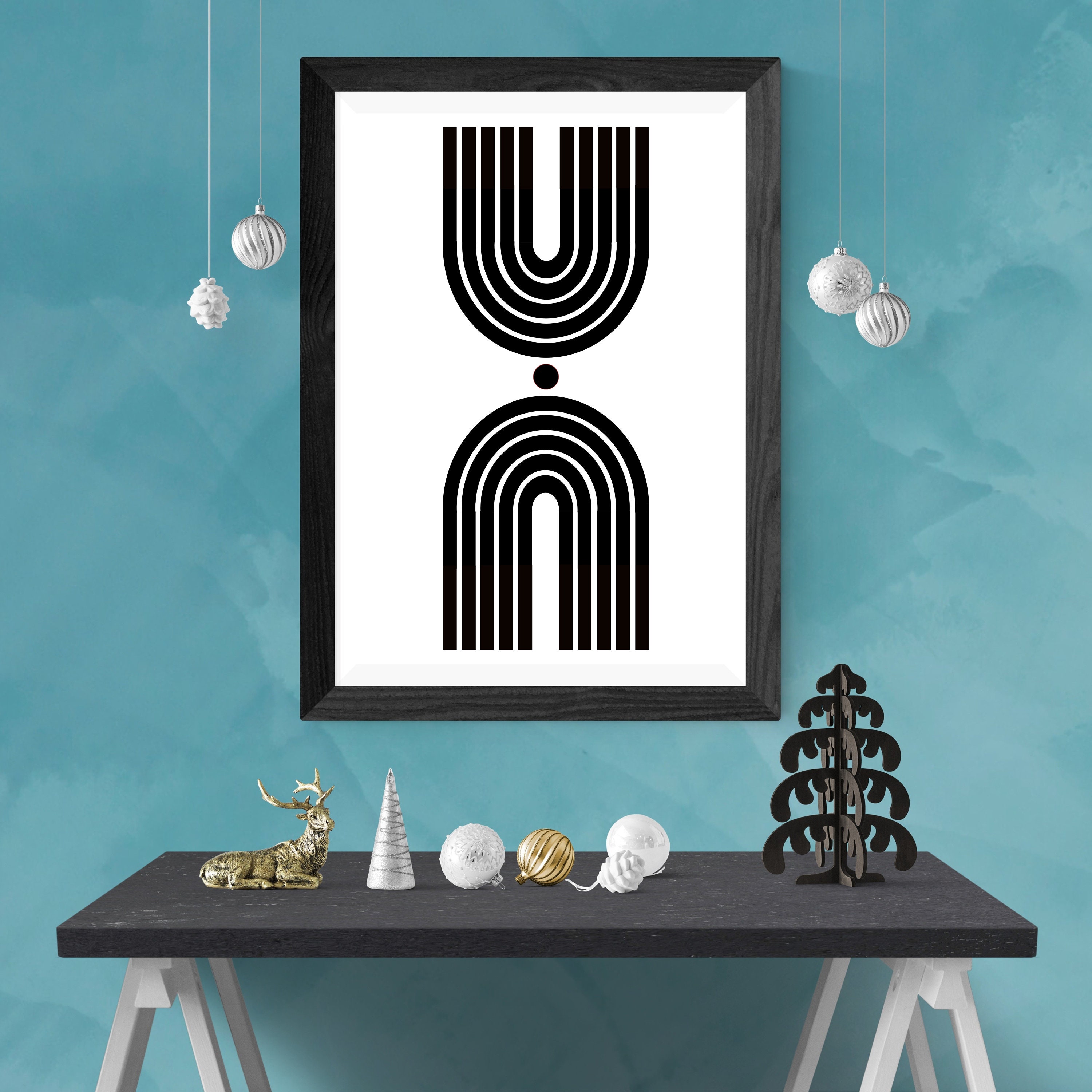 Modern Mid Century Rainbow Print, Digital Rainbow Art Work Download ...