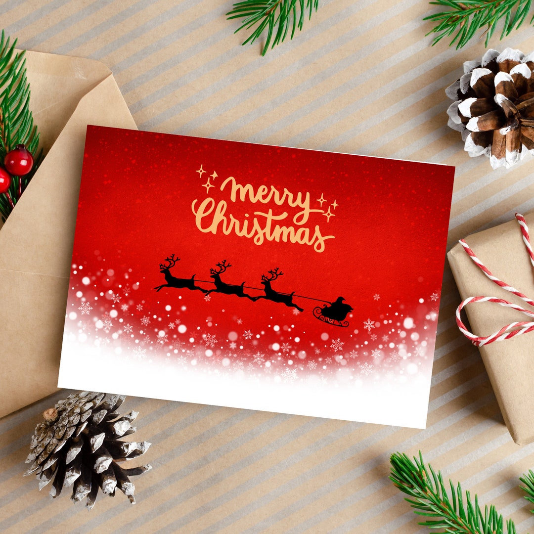 Printable Christmas Digital Card Cute Reindeer Happy Holidays Digital ...