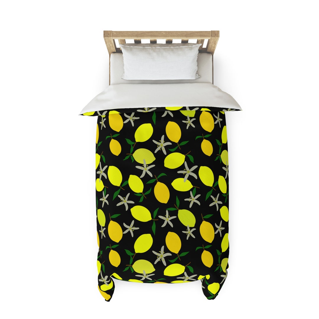 Printed Duvet Cover, Lemon Print Bedroom Decor, Lemons and Lemon ...