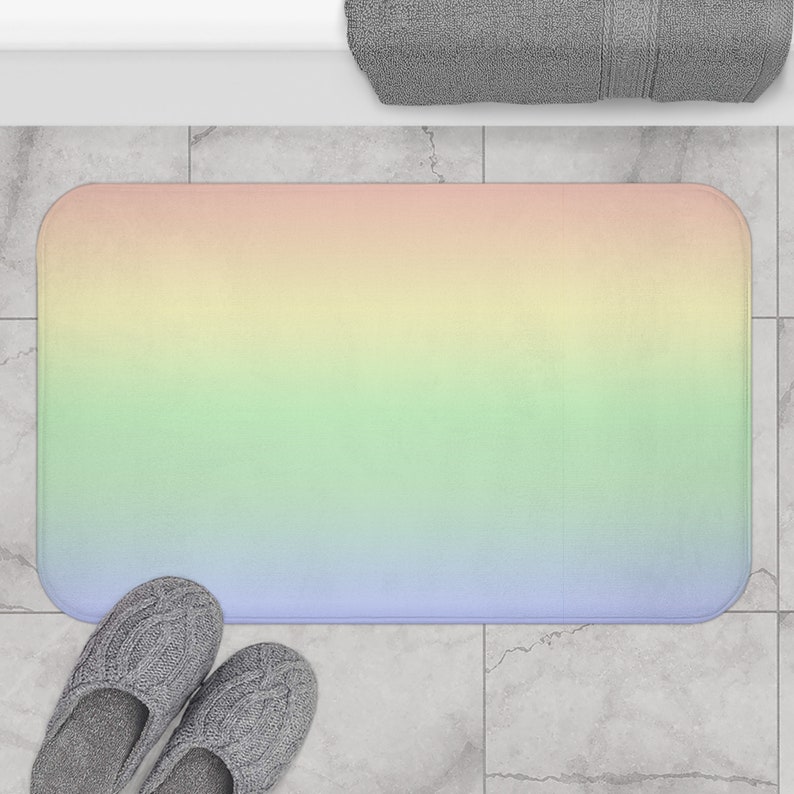 Rainbow Bathroom Mat Pastel Bath Rug Ombre Bathmat Gradient Mat ...