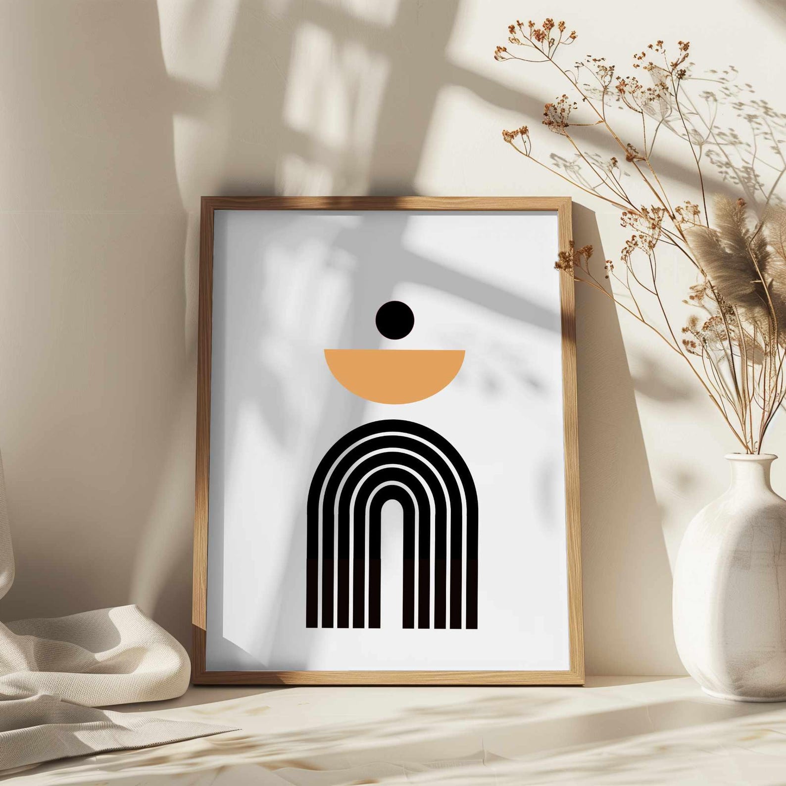 Modern Mid Century Rainbow Print Digital Rainbow Artwork Download Black ...