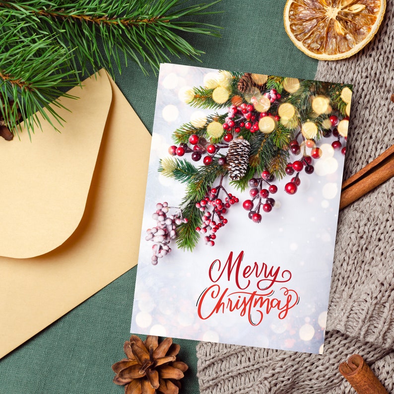 Printable Christmas Card Merry Christmas & Happy Holidays Greeting ...